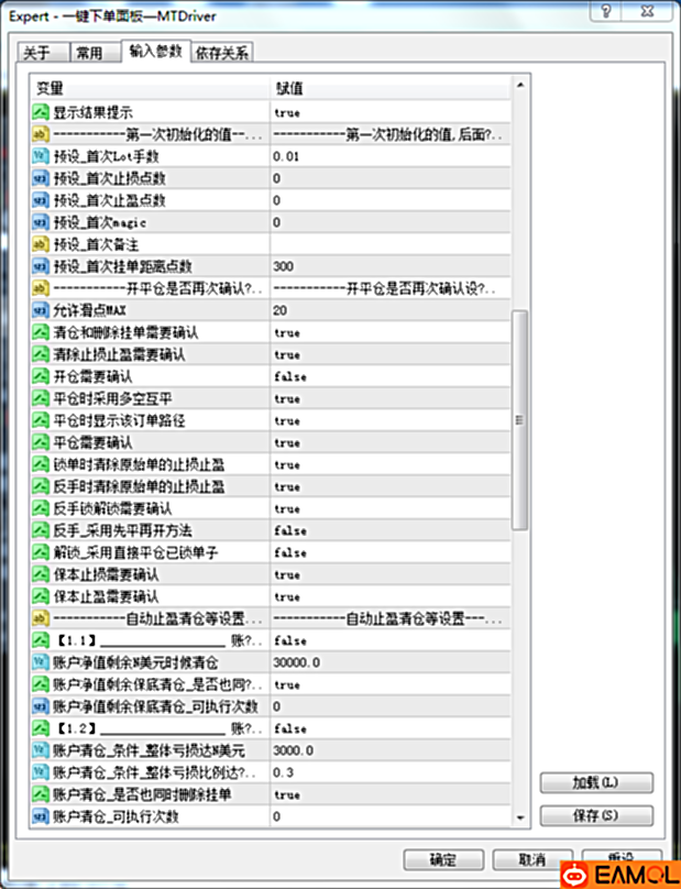 2 款多功能一键下单面板（MTDriver / 指挥官V5.37），账户风控参数齐全，可以移动止损】长期使用，无任何限制-EAMQL官网